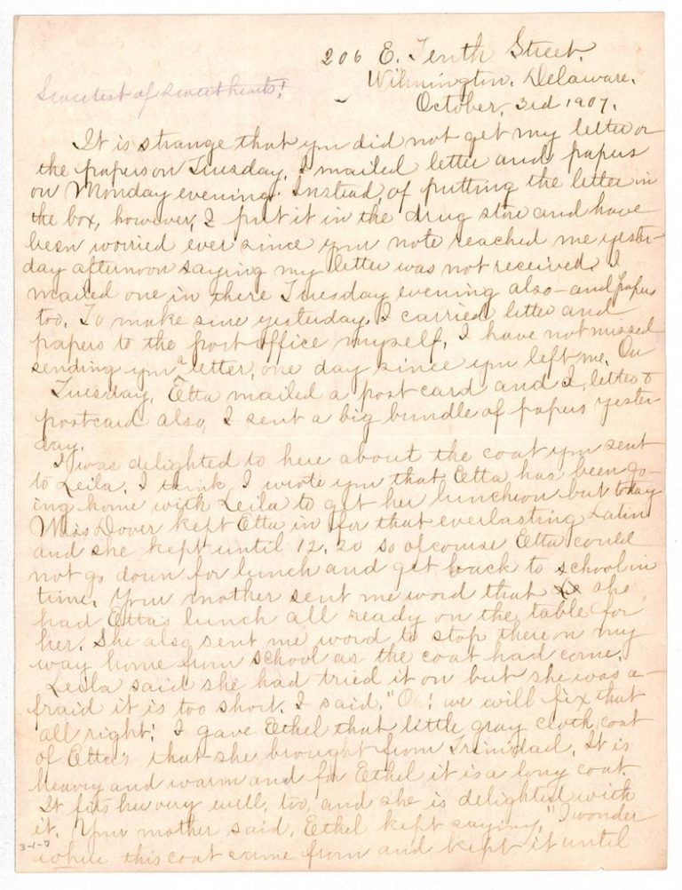 Edwina Kruse's Letters to Alice Dunbar-Nelson - Division of Historical ...